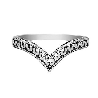 Sterling Silver Openwork V-Shape Band Ring - Bed Bath & Beyond - 41429775