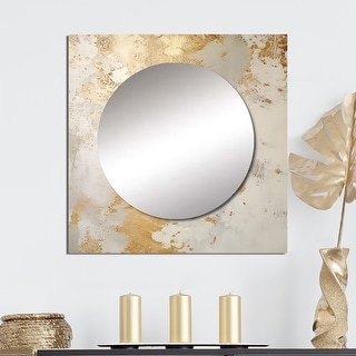 Designart "Fizzs Beige and Gold Fantasy" Modern Wall Mirror - Abstract ...