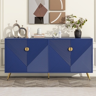 Navy Blue Entryway Console Table TV Storage Cabinet wAdjustable Shelves ...