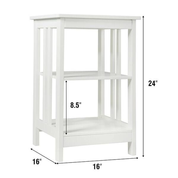 3-Tier Nightstand Side Table with Baffles and Corners-White - Bed Bath ...