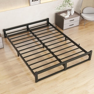 6 Inch Low Profile Queen Bed Frame with Heavy Duty Steel Slats, Noise ...