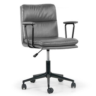 Avalee Grey Faux Leather Adjustable Height Swivel Office Chair w/ Arms ...