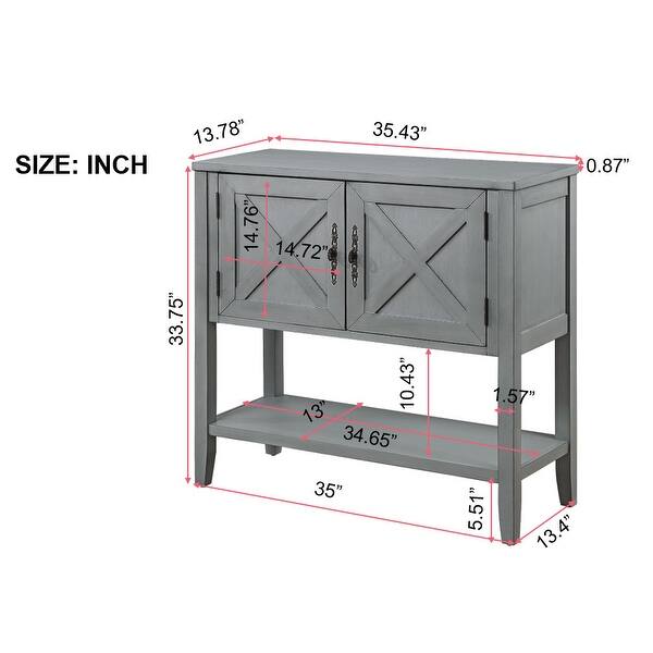 Farmhouse Wood Buffet Sideboard Console Table Bottom Shelf and 2-Door ...