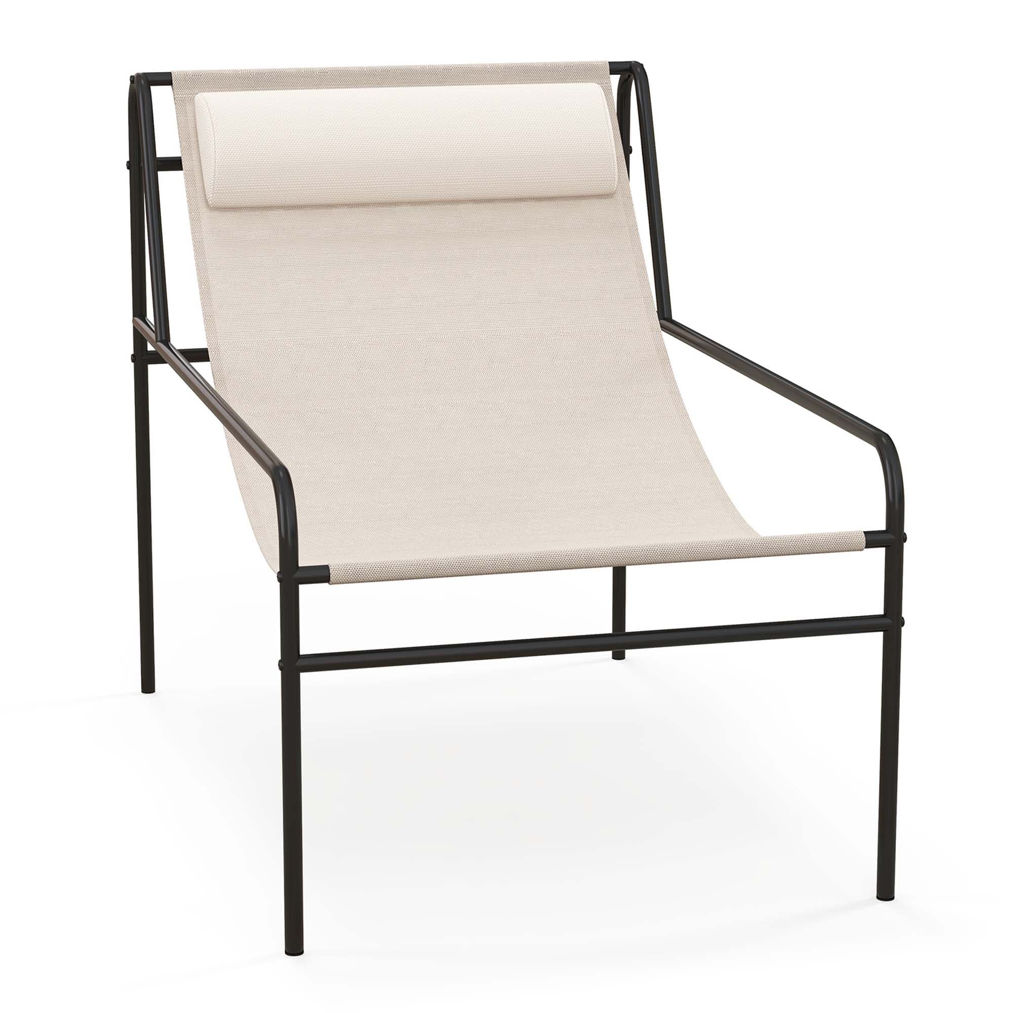Gymax 2 Pieces Patio Sling Chair Modern Accent Chair w/ Removable - On ...