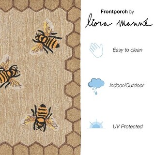 Liora Manne Frontporch Honeycomb Bee Indoor Outdoor Area Rug Natural ...