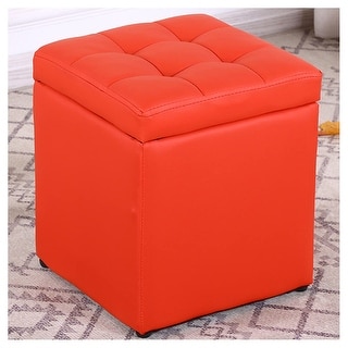 Storage Ottoman Cube, PU Leather Storage Ottoman Small Ottoman with ...