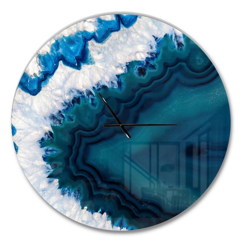 Designart 'Blue Brazilian Geode' Oversized Modern Wall Clock ...