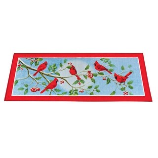 Cardinals On Branch Winter Holly Printed Accent Rug - 20.250 x 3.750 x ...