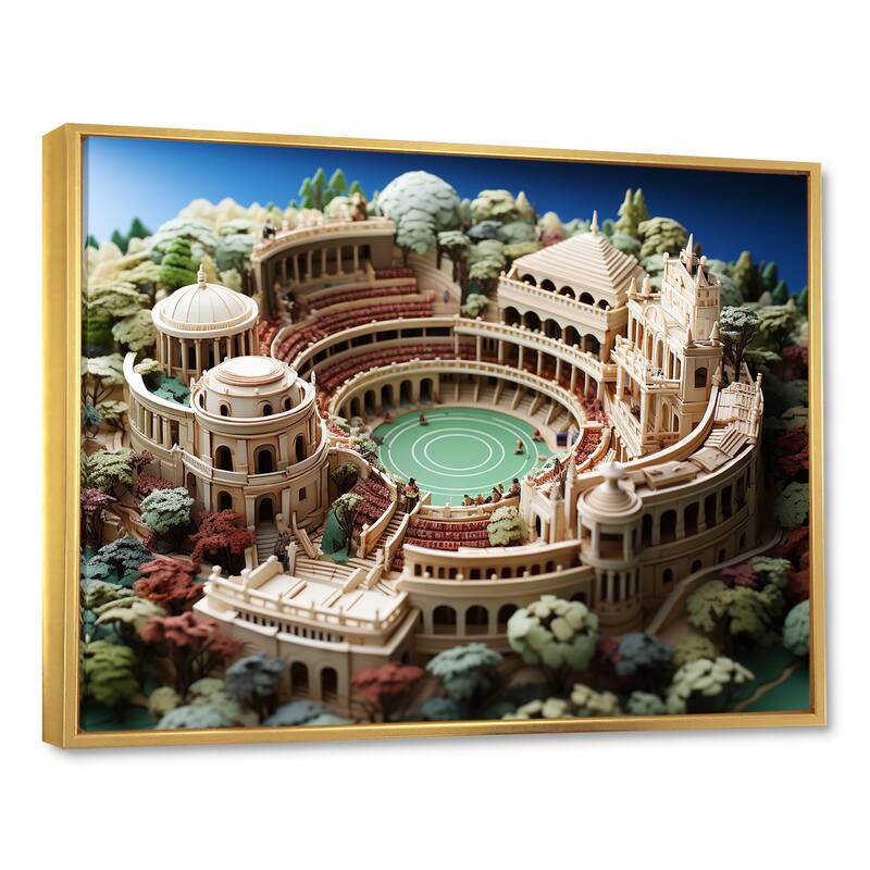 Designart "Grand Slam Arena A Tennis Stadium" Stadiums Framed Wall ...