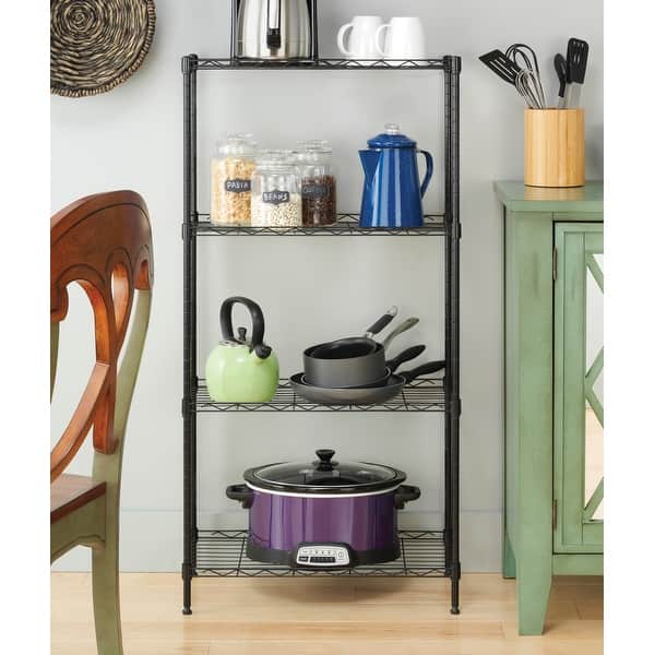Whitmor Supreme 4-Tier Shelving - 100 lb. per Shelf - Black - Bed Bath ...