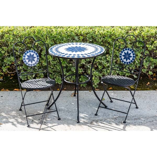 HomeView Design 30 in. & 36 in. H Round Ceramic Tile/Metal Outdoor ...