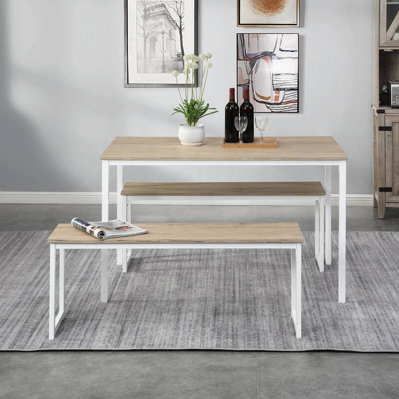 3 piece dining set, kitchen table with benches - Overstock - 33212853