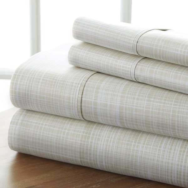 Becky Cameron 4-piece Deep Pocket Thatch Pattern Bed Sheet Set - On ...