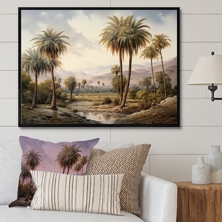Designart "Palm Tree Desert Oasis I" Palms & Palm Trees Framed Wall ...
