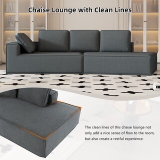 Grey Chenille Curved Sectional Loveseat Streamline Chaise Lounge - Bed ...