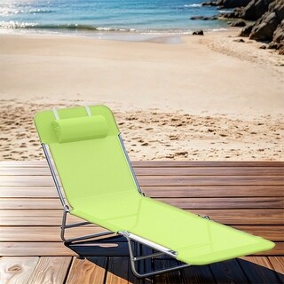 Outdoor Steel Frame Sun Tanning Chairs with Pillow, Reclining Back ...