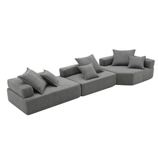 Convertible L Shaped Sleeper Sofa Gray Floor-standing Irregular Couch ...