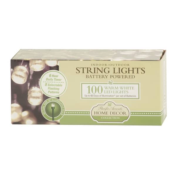 100 LED Battery Operated String Lights Warm White - Bed Bath & Beyond ...