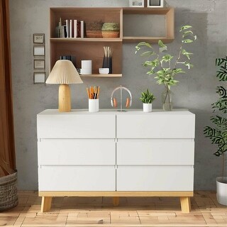 White 6 Drawers MDF Storage Cabinet for Bedroom - Bed Bath & Beyond ...