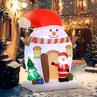Outsunny 7.5FT Christmas Inflatable Snowman House with Santa Claus and ...