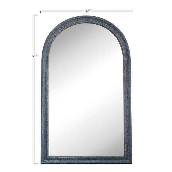 Distressed Black Wood Framed Wall Mirror with Arched Top - Distressed ...