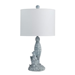 Light Blue Resin Seahorse Table Lamp with Shade - 11" x 11" x 19" - Bed ...