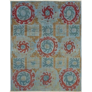 ECARPETGALLERY Hand-knotted Shalimar Light Blue Wool Rug - 8'0 x 10'3 ...