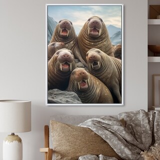 Designart "Walrus Familly Portrait" Walrus Framed Wall Decor - Bed Bath ...