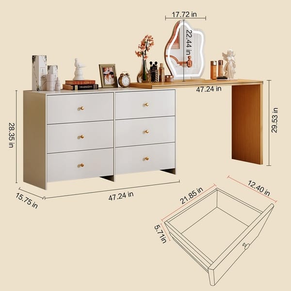 Wood Modern Corner Makeup Vanity Table,Gift for Girls and Women ...