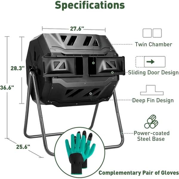Dual Tumbling Composter 42 Gallon Tumbler Composting Bins Easy Turn ...