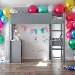 Modern Twin Size Loft Bed With Storage Shelf,Drawers and Convertible ...