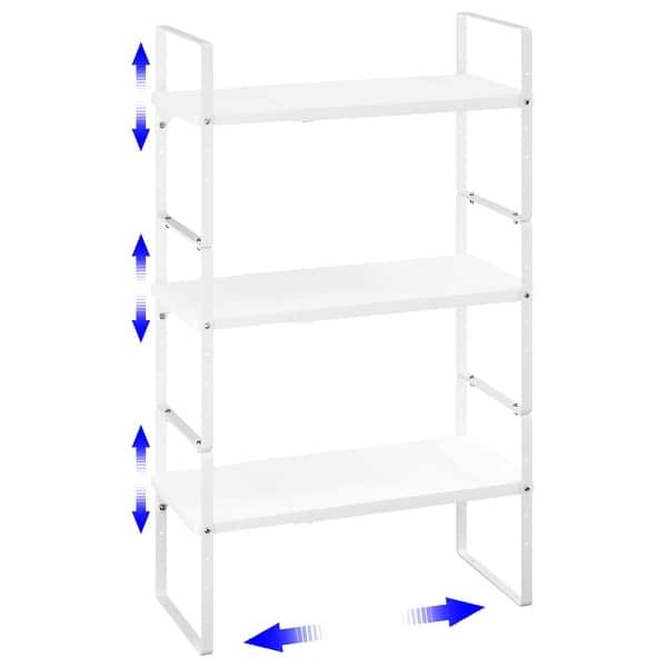 Expandable Cabinet Shelf Organizer, Adjustable Closet Cupboard Stand ...