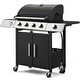 Outdoor Propane Gas Grill with Side Burner, Cast Iron Grates, Storage ...