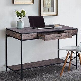Walnut AND Black Computer Desk with One Drawer - Bed Bath & Beyond ...