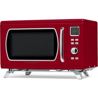0.9 Cu Ft Retro-Style Microwave with 800W Power & Bold Red Design for ...