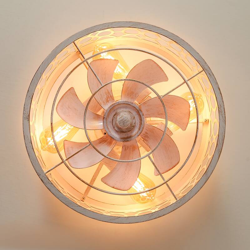16.5-in Vintage Distressed White Low Profile Ceiling Fan with Remote ...