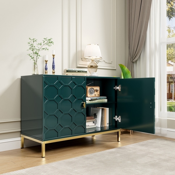 Clihome 40 inch Two Door Glossy Media Storage Cabinet Buffet