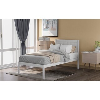 Wood Platform Bed Twin size Platform Bed with Headboard - Bed Bath ...