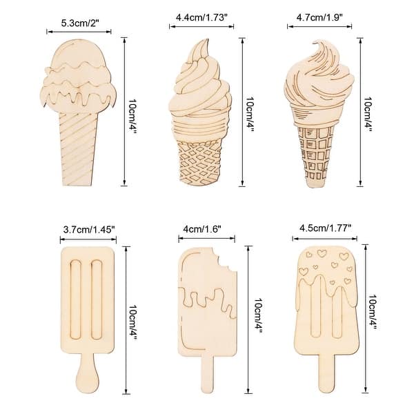 Ice Cream Shaped Wooden Cutouts, DIY Wood for Painting Cutouts, 60 Set ...