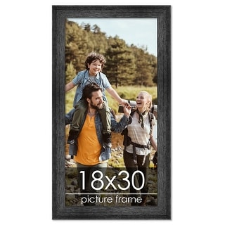 18x30 Distressed/Aged Black Complete Wood Picture Frame with UV Acrylic ...