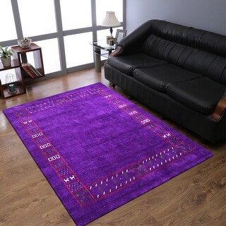 Hand Knotted Loom Silk Mix Area Rug Contemporary Purple LSM225 - 8'x10 ...
