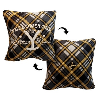 Yellowstone Rancher Plaid Double Sided Jacquard Pillow - Black - Bed ...