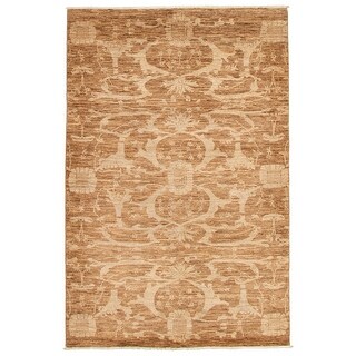 Hand-knotted Pak Finest Transitional Brown Wool Rug - 5'2 x 7'11/5'2" x ...