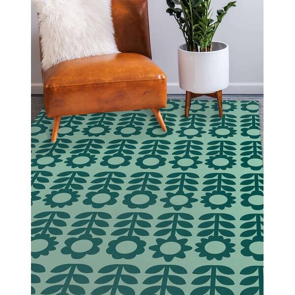 green flower pattern rug