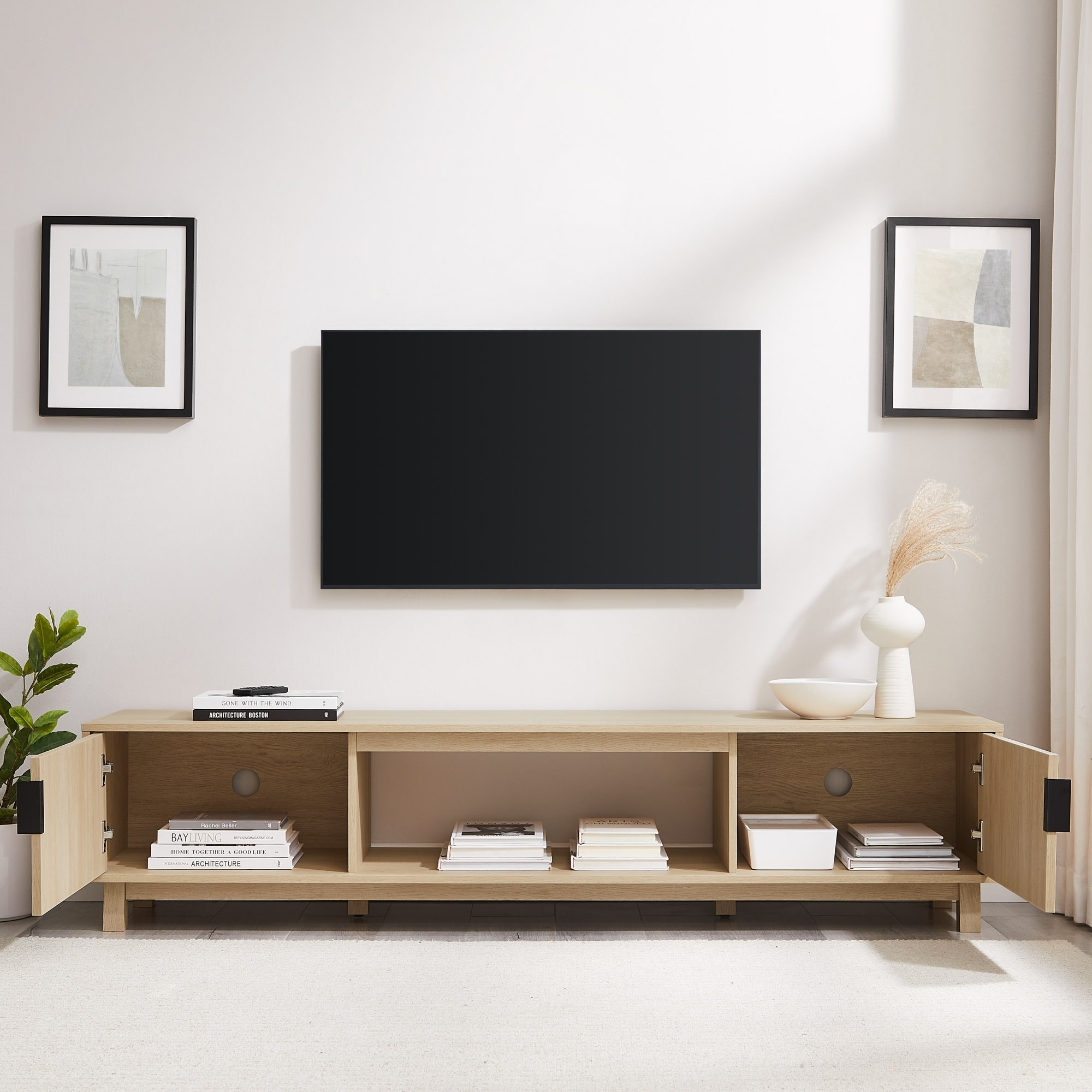 Middlebrook Designs Modern 70 inch Fluted Door TV Stand