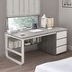 Gray Rectangle MDF Computer Desk with 3 Drawers - Bed Bath & Beyond ...
