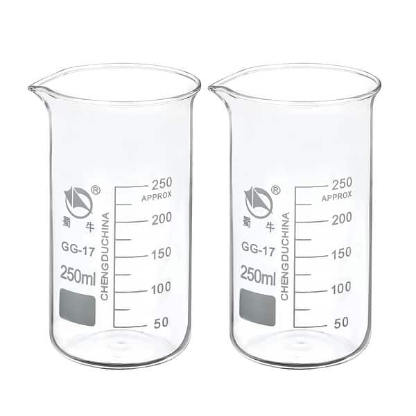 2pcs 250ml Tall Form Glass Beaker 3.3 Borosilicate Lab Measuring Cups - Clear - Bed Bath ...