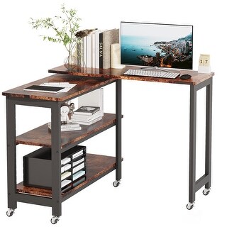 Movable Desk, 360° Rotating Desk, Desk with Storage, Couch Table with 2 ...