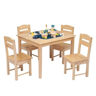 5 Pieces Kids Dining Table Set with Wooden Table and 4 Chair Set - Bed ...
