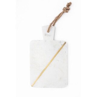 12" x 7" White Marble Cutting Board with Brass Inlay - 12" X 7" - Bed ...